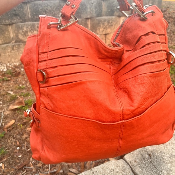 Junior Drake | Bags | Junior Drake Leather Orange Handbag | Poshmark